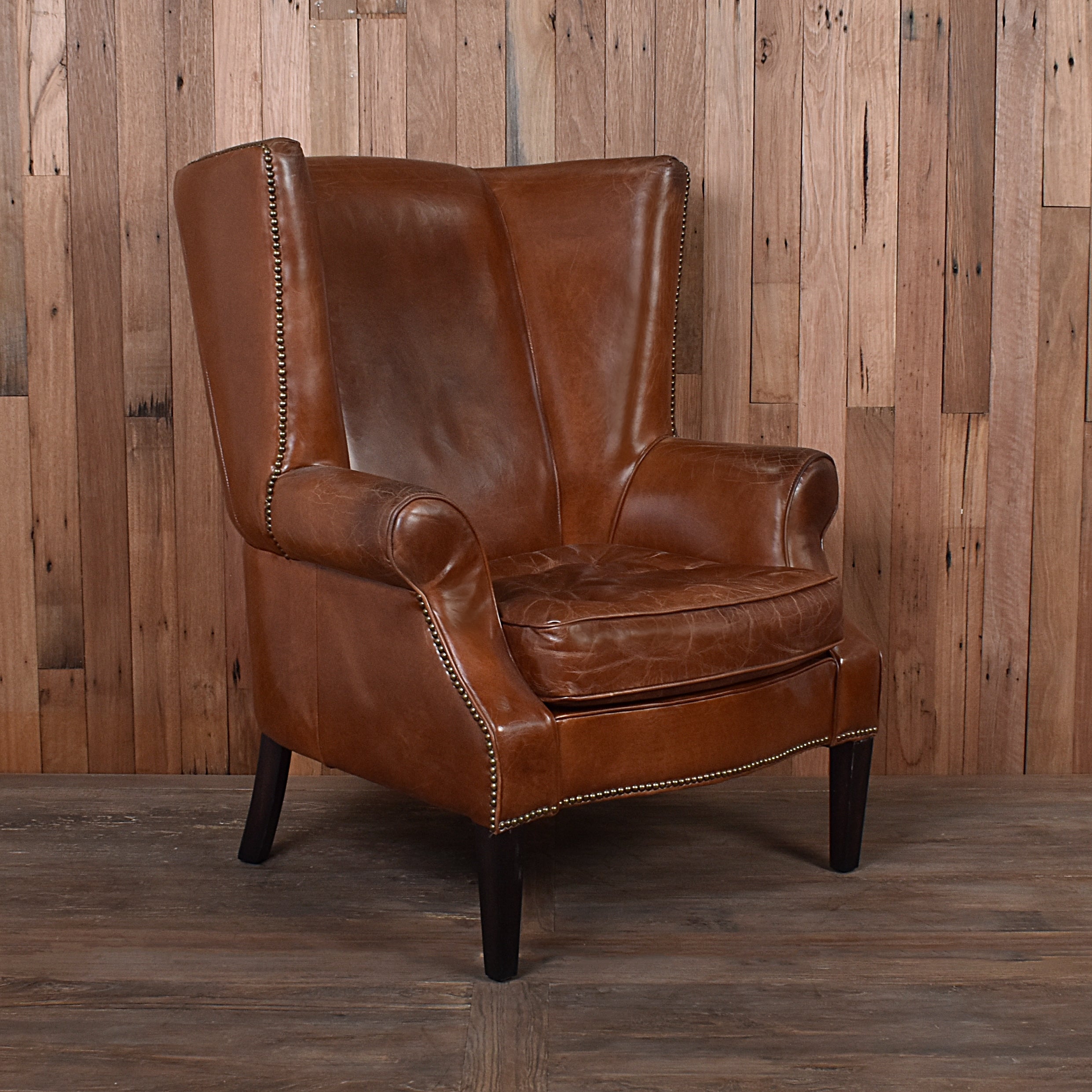 Modern Leather Wingback Chair