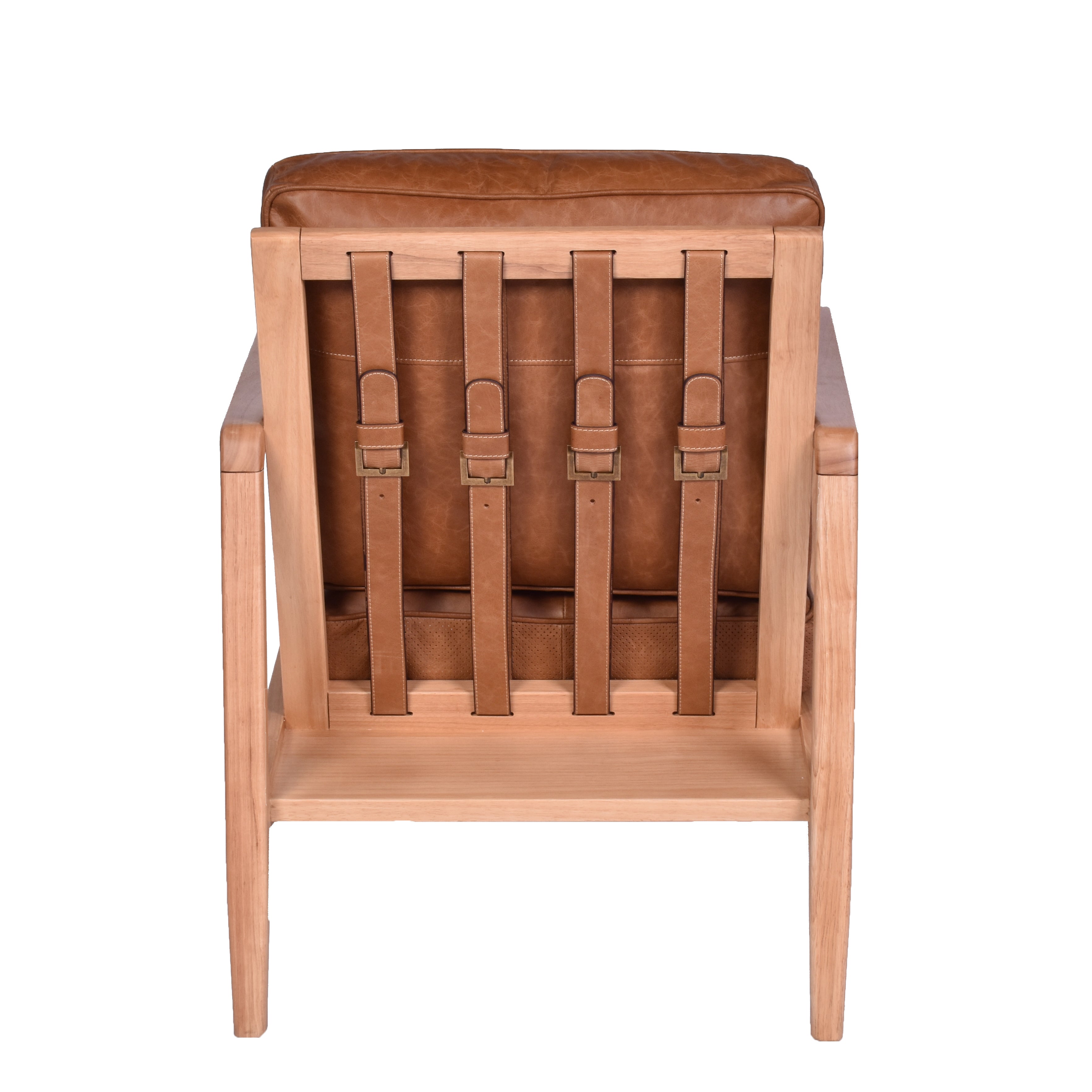 Fin Buckle Leather Armchair in Colombia Brown - Alliance Furniture