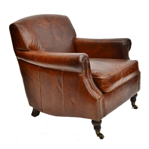Lador Aged Leather Armchair - Alliance Furniture